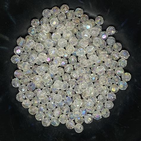Conta Sextavada em Acrílico Cristal Irisada 6mm Furo 200
