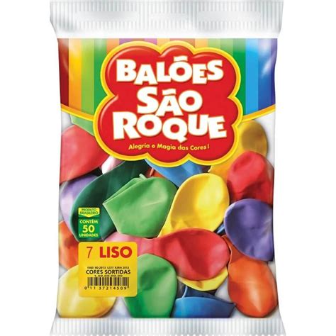Balão N7 Liso Colorido São Roque C 50 Unidades