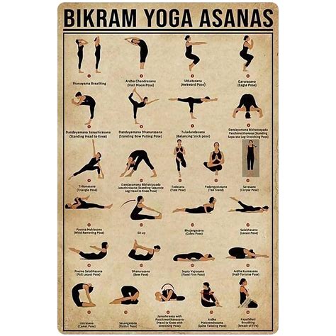 Buy JIUFOTK Yoga Knowledge Metal Tin Sign Bikram Yoga Asanas Beginner