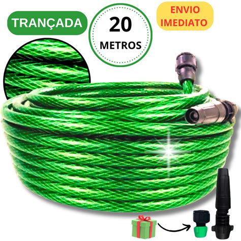 Mangueira Jardim 20 Metros Resistente Flexivel Reforçada Trançada Kit