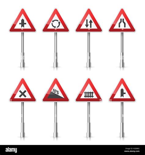 Road Signs Collection Isolated On White Background Road Traffic