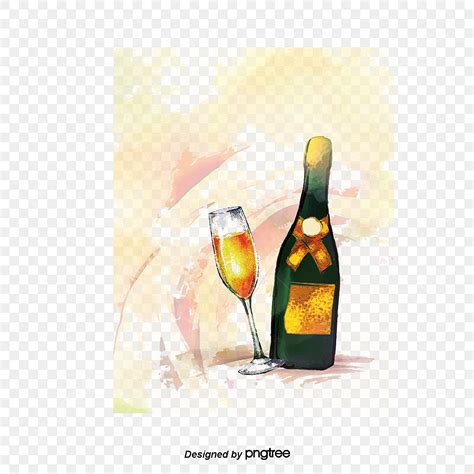 Acuarela De Champagne Y Copas De Vino Imágenes Prediseñadas De Champán
