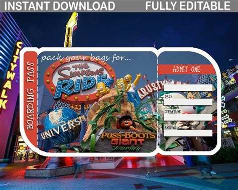 Universal Studios Printable Ticket Printable Word Searches