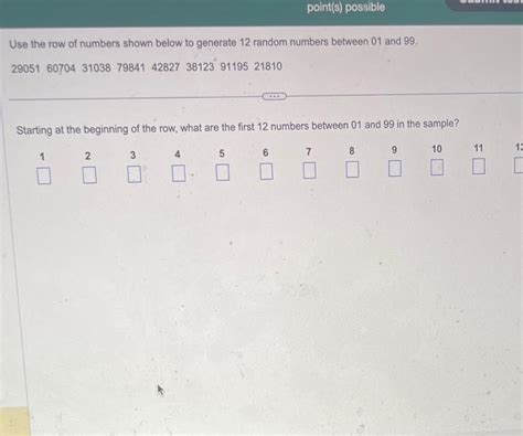 solved use the row of numbers shown below to generate 12