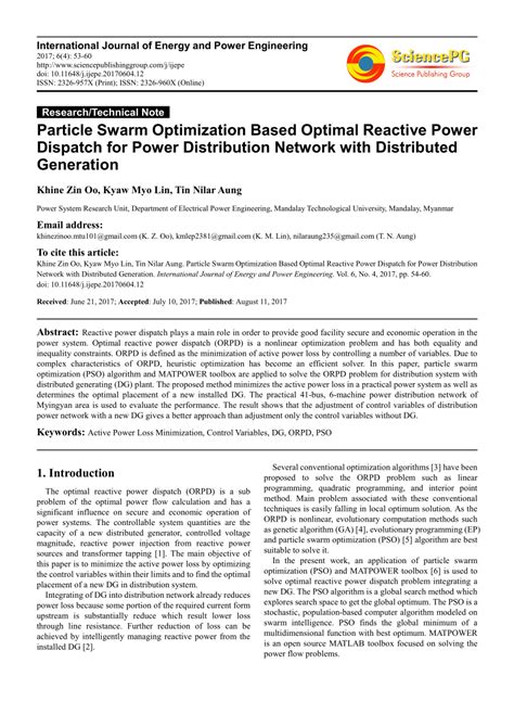 pdf particle swarm optimization based optimal reactive power dispatch for power distribution