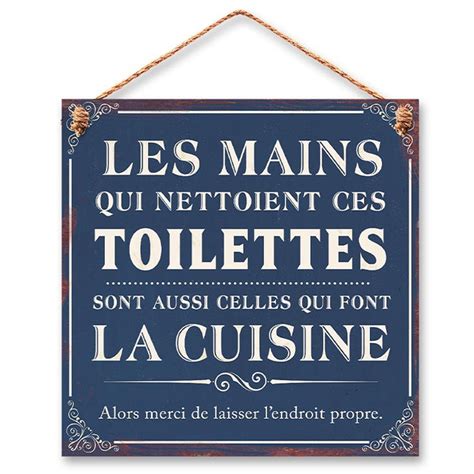 Plaque métal Toilettes Les mains qui nettoient sont aussi celles qui