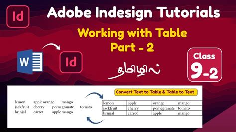 Adobe Indesign Tutorials In Tamil Class Part Working With Table