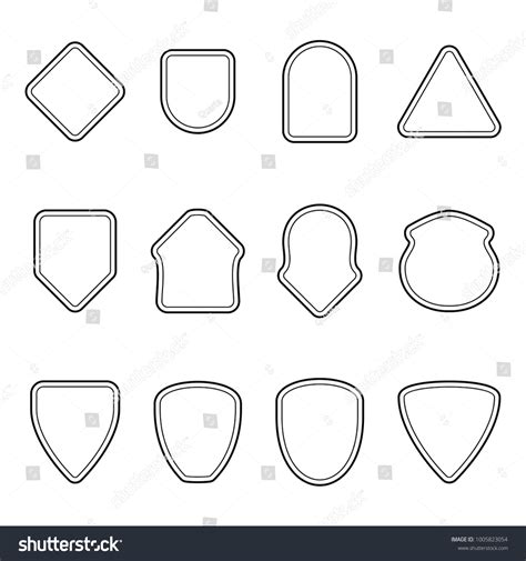 Set Outline Badge Shape Trophy Reward Stock Vector Royalty Free