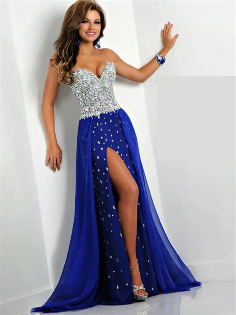 2015 New Gorgeous A Line Dark Royal Blue Prom Dresses Long Sweetheart