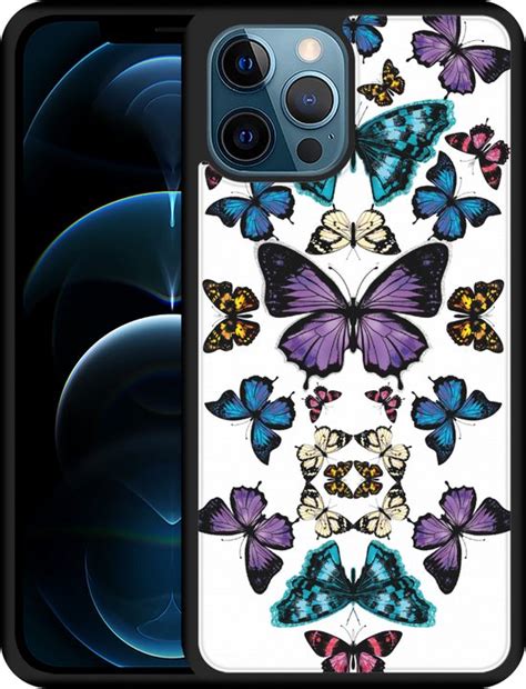 IPhone 12 Pro Max Hoesje Design Op Glas Vlinder Symmetrie