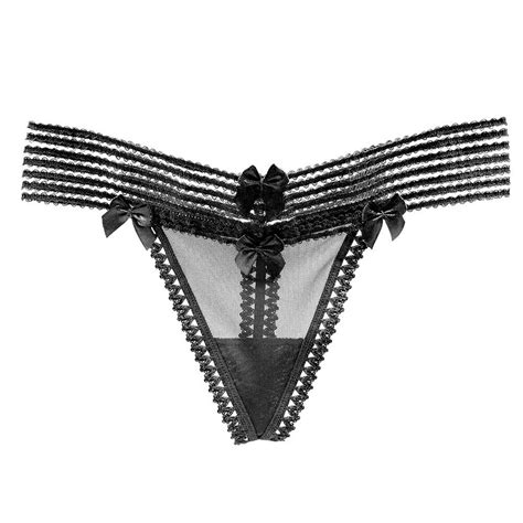 Womens Sexy Lace Thongs Bow Tie Panty Underwear Lingerie Seamless Black Ml Ebay