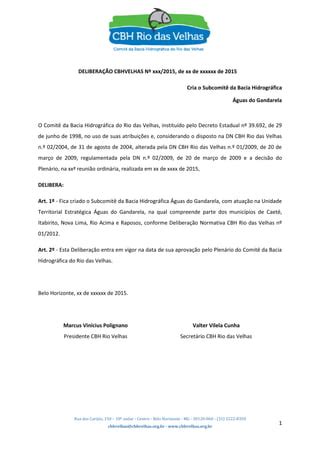 Dn xxx 2015 subcomite águas do gandarela PDF