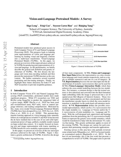 Vision And Language Pretrained Models A Survey Deepai