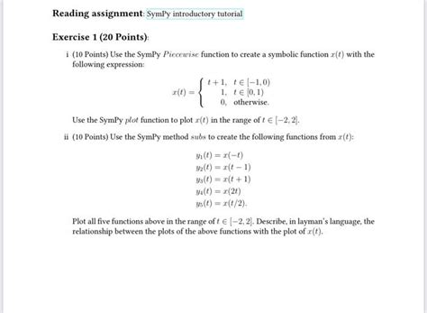 solved i 10 points use the sympy piecewise function to