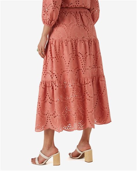 Riachuelo Saia Midi Feminina Evasê Três Marias Laise Laranja Coral AK