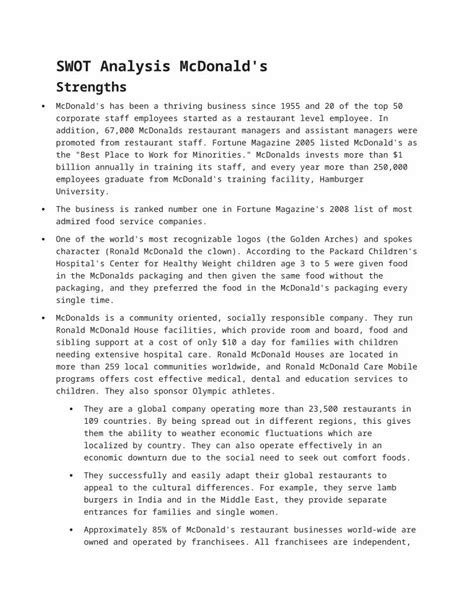 DOCX McDonald S Swot Analysis DOKUMEN TIPS
