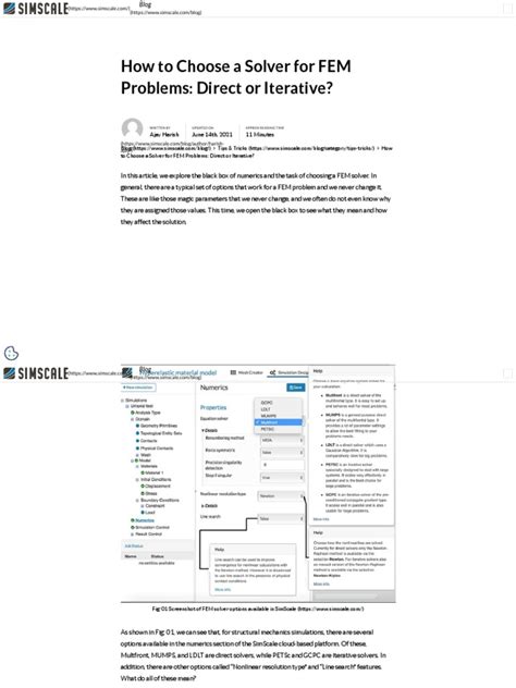 choosing a solver for fem direct or iterative simscale pdf finite element method