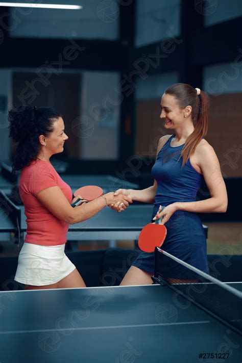 Las Mujeres Se Dan La Mano Antes Del Partido De Foto De Stock 2751227