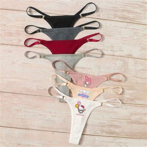 2024 Yongne Cartoon Sanrios Hello Kitty Kuromi My Melody Cinnamoroll Thong Kawaii Sweet Cotton