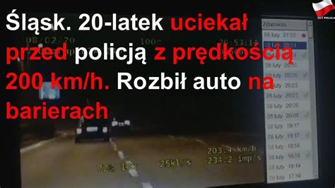 Śląsk 20 latek uciekał przed policją z prędkością 200 km h Rozbił
