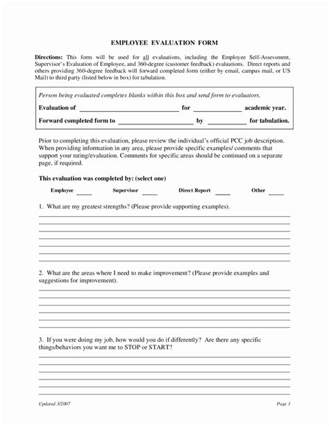 Free Employee Evaluation Forms Printable Beautiful 2019 Employee