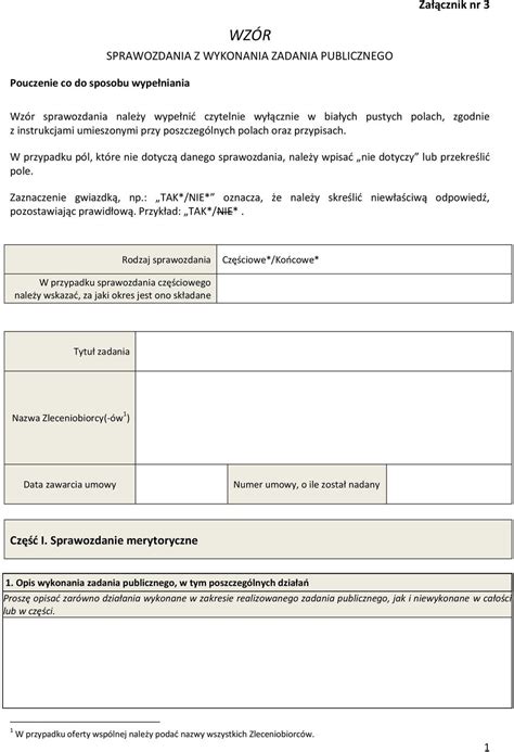 WZÓR SPRAWOZDANIA Z WYKONANIA ZADANIA PUBLICZNEGO PDF Darmowe pobieranie