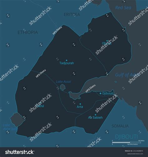 Djibouti Map High Detailed Map Of Djibouti With Royalty Free Stock