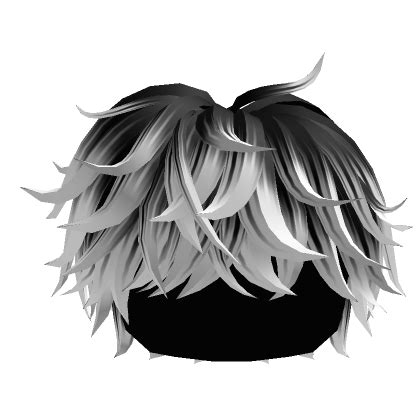 Black To White Fluffy Messy Cool Boy Hair Roblox