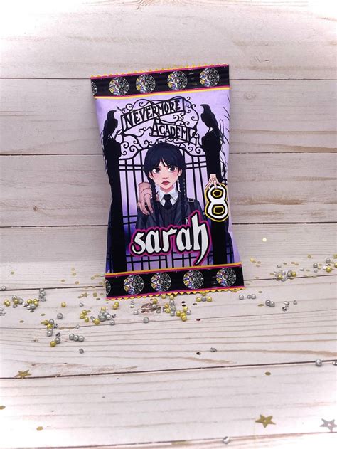 Merlina Addams Chips Bag Wednesday Birthday Party Merlina Etsy España