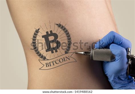 Hand Tattooing Cryptocurrency Concept On Naked Stock Photo