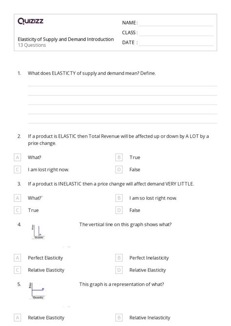 Demand And Price Elasticity Worksheets For Th Class On Quizizz