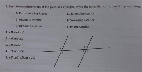 A Corresponding AnglesB Alternate Interior C Alternate Exterior D
