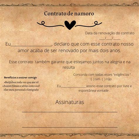 Contrato De Namoro Fotos Criativas De Namorados Presentes Criativos