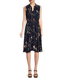 Nanette Lepore Floral Pleated Midi Shirt Dress In Red Lyst