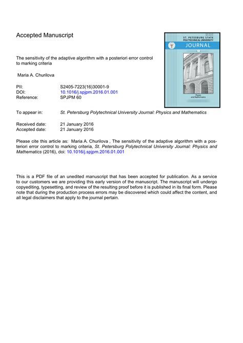 pdf the sensitivity of the adaptive algorithm with a posteriori error control to marking criteria