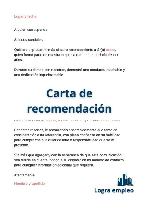 Carta de recomendación laboral en Word y PDF2024