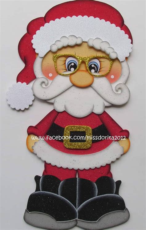 Moldes Grátis Papai Noel e Mamãe Noel de EVA Painel Criativo