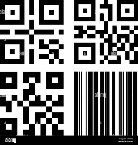 Vector Qr Codes And Bar Code Isolated On White Background Supermarket