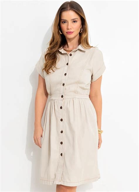 Vestido Bege Em Jeans Quintess