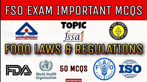 Food Laws Regulations Important Mcqs Cfso To Tn Fso Fssai