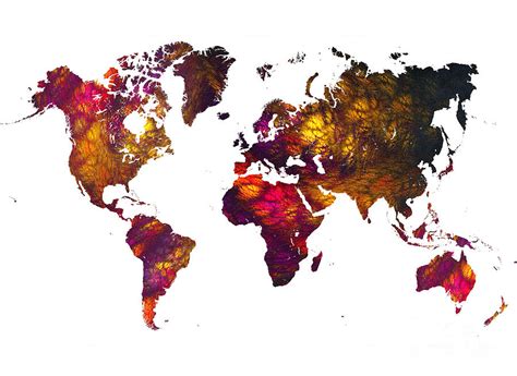 World Map Mountains Art Digital Art By Justyna Jaszke JBJart Pixels