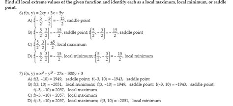 solved find all local extreme values of the given function