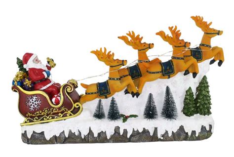 Slitta Di Babbo Natale Con Renne Luci Musica 23 X 40 9 5 Cm Presepe
