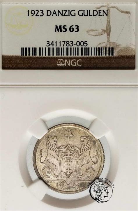 Wolne Miasto Gdańsk Gulden 1923 NGC MS64 archiwum niemczyk pl