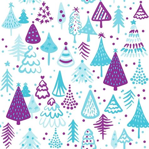 Premium Vector Seamless Pattern With Hand Drawn Christmas Trees
