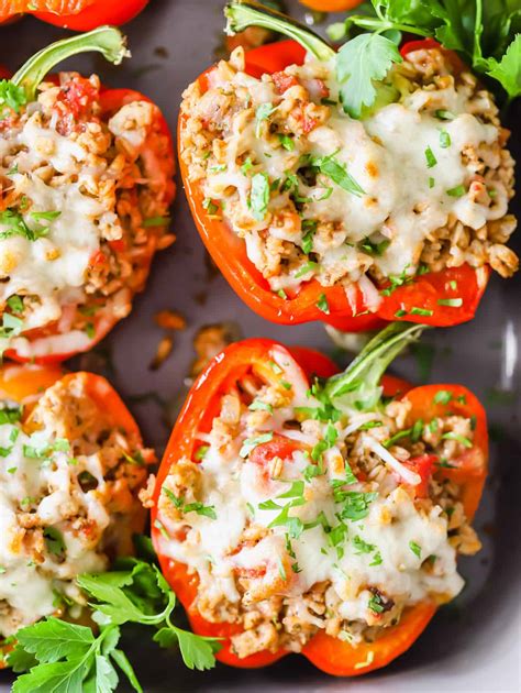 Healthy Italian Stuffed Peppers Recipe Lena S Kitchen