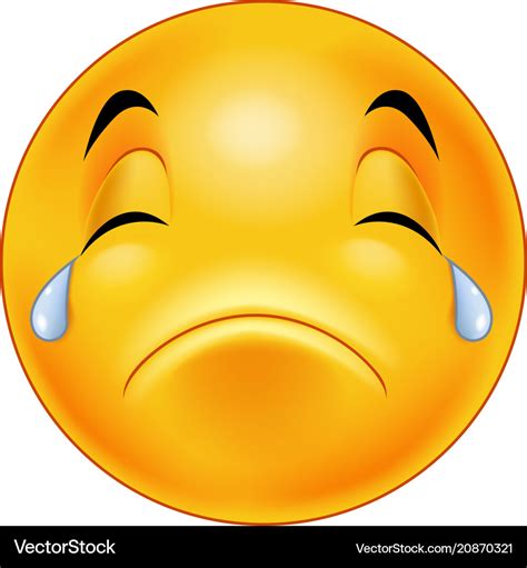 Crying Emoticon Smiley Face Character With Tears Vector Image IMAGESEE
