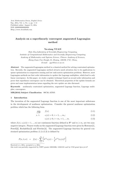 pdf analysis on a superlinearly convergent augmented lagrangian method