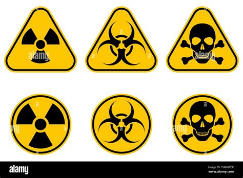 Danger Warning Set Circle And Triangle Yellow Sign Radiation Symbol