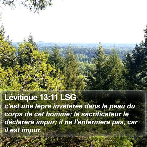 Lévitique 13 11 LSG c est une lèpre invétérée dans la peau du